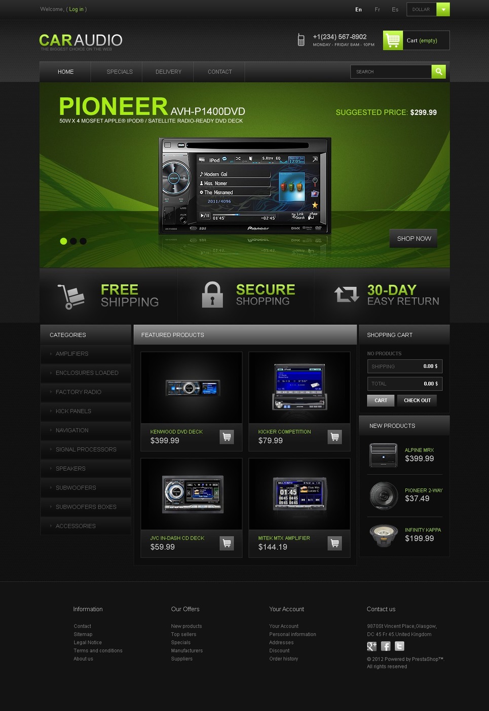 The Loudest Car Audio System Ecommerce Retailer PrestaShop Themes