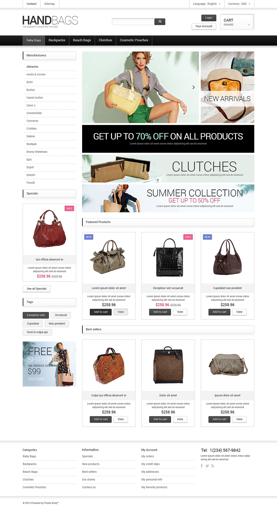 15+ Great Handbag and Manbag Store Ecommerce PrestaShop Themes