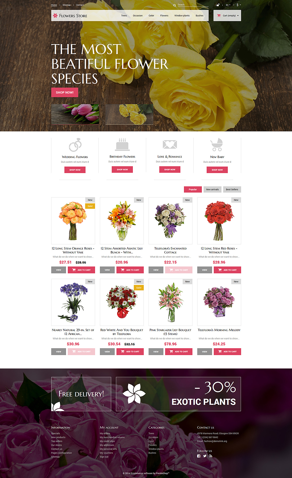 11+ Beautiful Flower & Bouquet Ecommerce Website Templates (Flower ...
