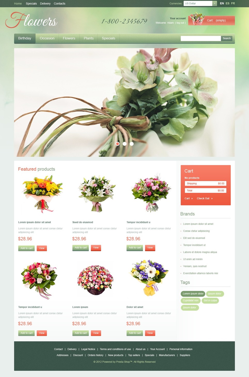 11+ Beautiful Flower & Bouquet Ecommerce Website Templates (Flower ...