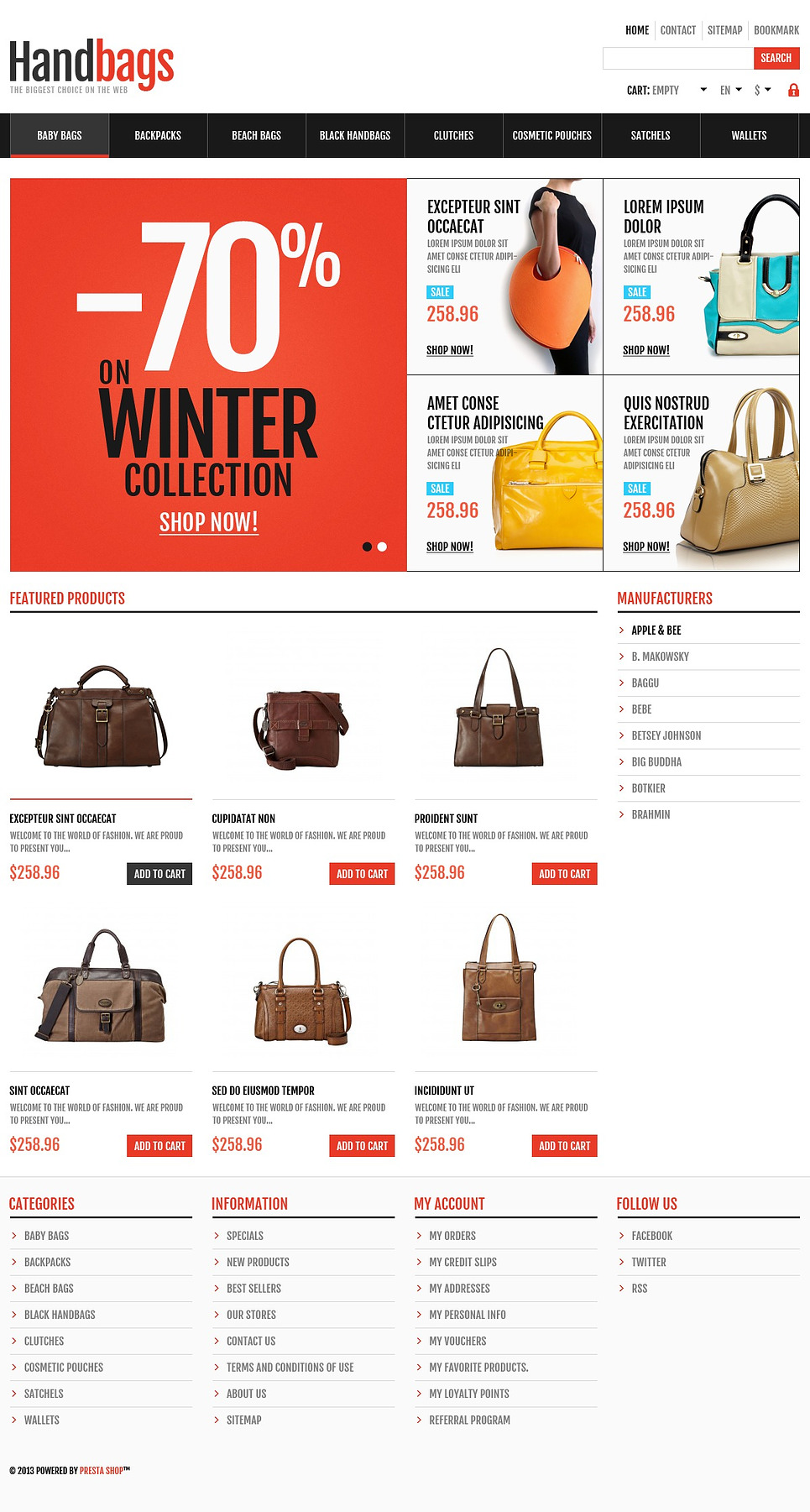 15+ Great Handbag and Manbag Store Ecommerce PrestaShop Themes
