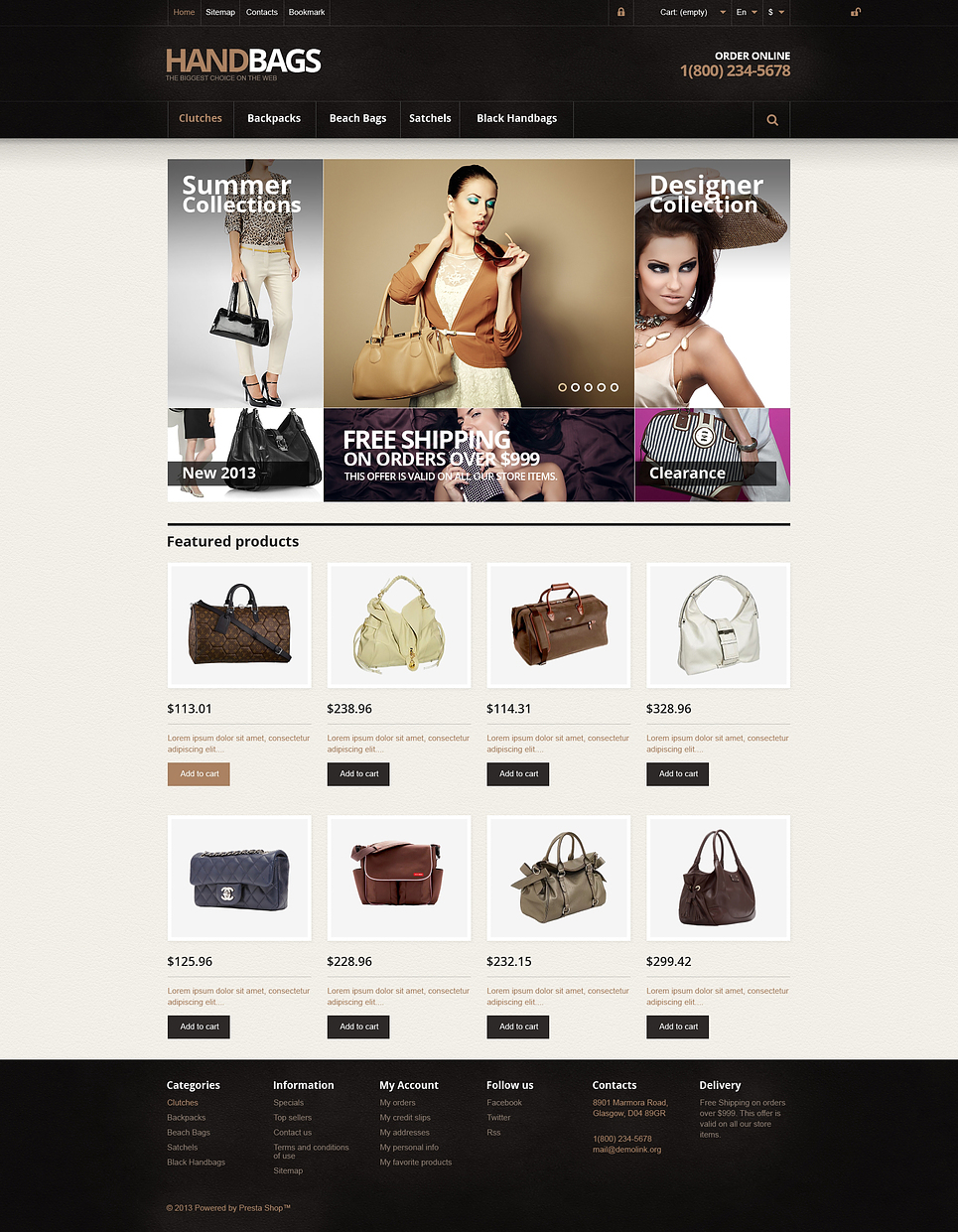 15+ Great Handbag and Manbag Store Ecommerce PrestaShop Themes
