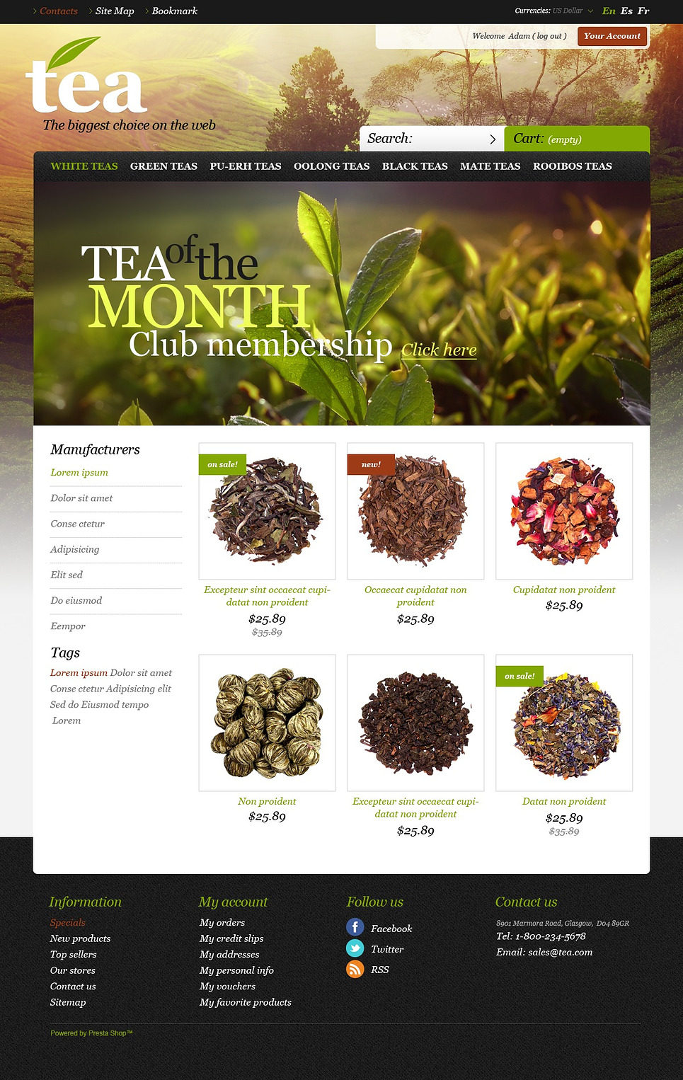 7+ Stunning Tea Store Ecommerce Themes for PrestaShop