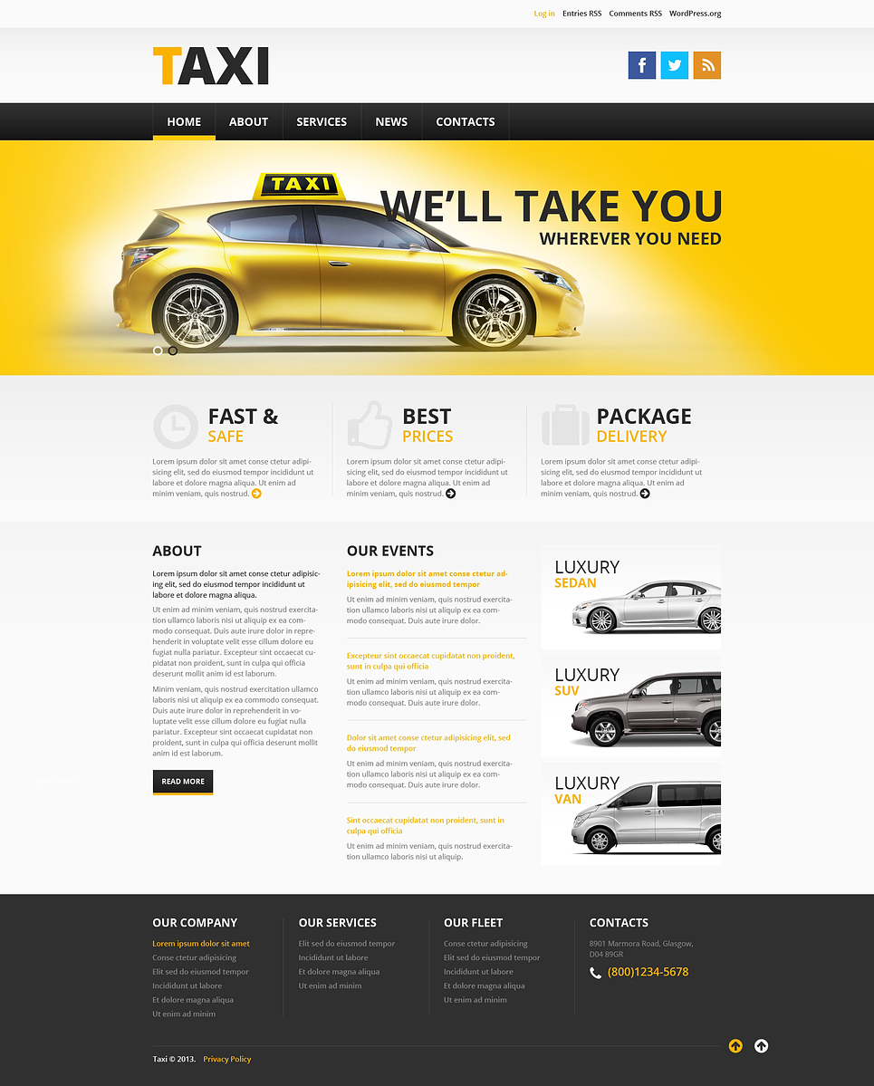 Taxi, Mini Cab and Uber / Lyft Driver WordPress Themes
